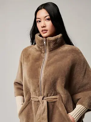Overland Jasmine Reversible Shearling Cape - Carmello