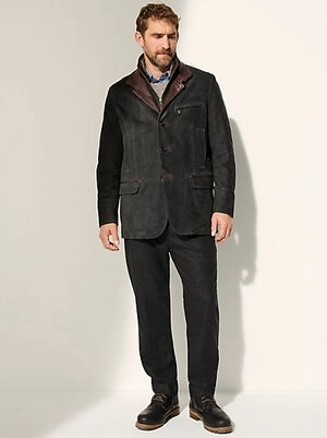 Overland Carlsbad Verona Calf Leather Blazer With Removable Bib - Black