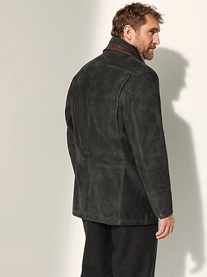 Overland Carlsbad Verona Calf Leather Blazer With Removable Bib - Black