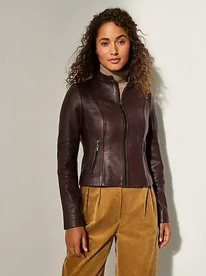 Overland Danni Lambskin Leather Jacket - Bordeaux