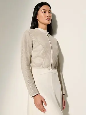 Overland Tori Perforated Lambskin Jacket - Eggshell