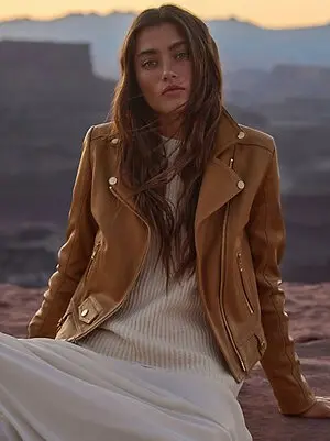 Overland Ariel Leather Moto Jacket - Cognac