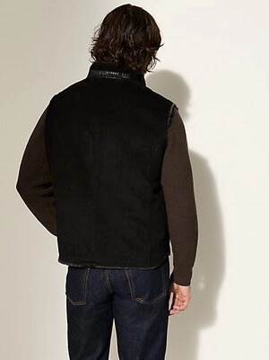 Overland August Suede Leather Vest With Shearling Lining
