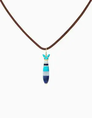 EMILY P. WHEELER Fish Pendant Necklace With Australian Opal, Blue Opal, Turquoise, Aventurine, Aquamarine, Sodalite, And Chrysoprase