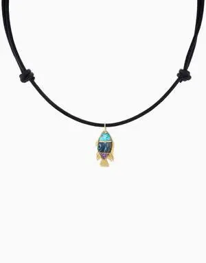 EMILY P. WHEELER Yellow Gold Fish Pendant Necklace With Turquoise And Abalone