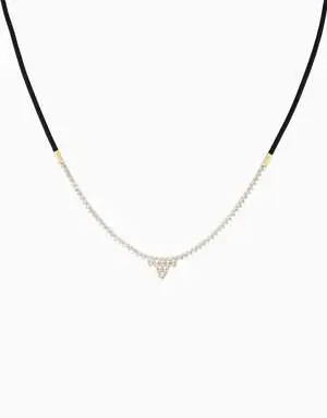EMILY P. WHEELER Half Tennis Necklace With Diamonds And Leather Cord