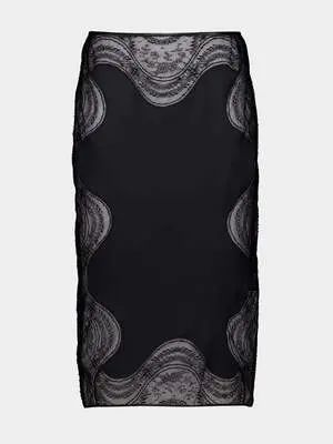 TOM FORD Lace Trim Acetate Midi Skirt - Black