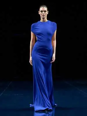 TOM FORD Backless Cap Sleeve Evening Gown - Blue