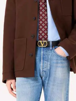 Valentino Garavani Vlogo Signature Belt In Shiny Calfskin - Black