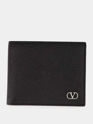 Valentino Garavani Vlogo Signature Grainy Calfskin Wallet - Black