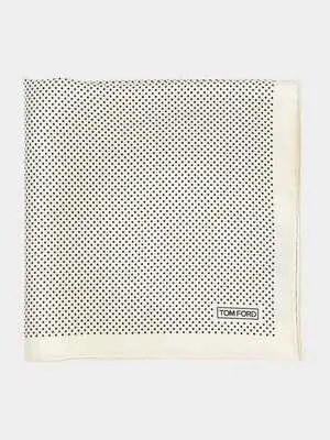 TOM FORD Off White Micro Polka Dot Silk Pocket Square - Cream