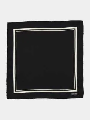TOM FORD Tonal Frame Silk Pocket Square - Black