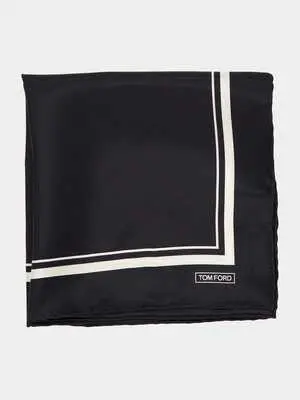 TOM FORD Tonal Frame Silk Pocket Square - Black