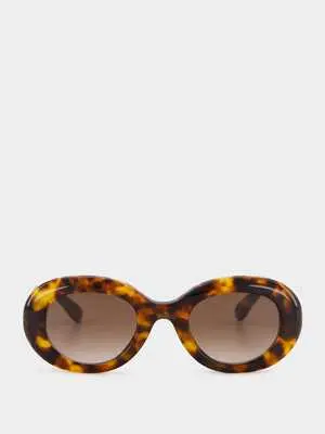 EMMANUELLE KHANH Tortoiseshell Oval Acetate Sunglasses - Brown