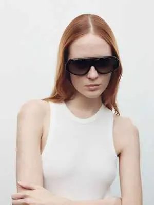 EMMANUELLE KHANH Havana Ozone Rectangular Acetate Sunglasses