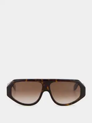 EMMANUELLE KHANH Havana Ozone Rectangular Acetate Sunglasses