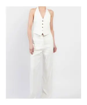 Veronica Beard V-neck Sleeveless Vest - White