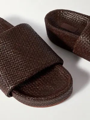 ST. AGNI Woven Leather Platform Sandals