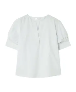 FRAME Striped V-neck Shirt With Pleated Cuffs