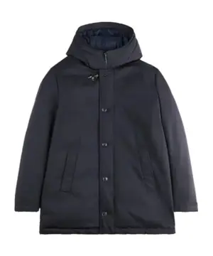 FAY Hooded Gabardine Caban Coat