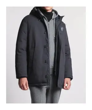 FAY Hooded Gabardine Caban Coat
