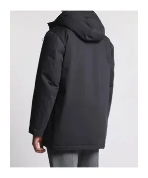 FAY Hooded Gabardine Caban Coat