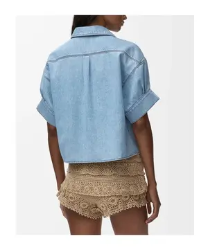 Loewe Cropped Logo Pocket Top - Blue