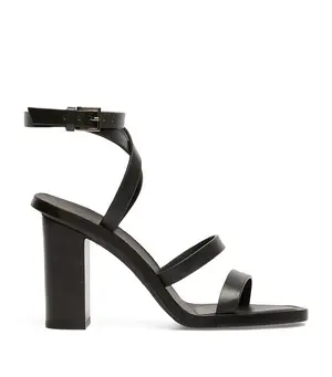 Max Mara Leather Heeled Sandals - Black