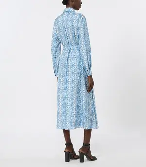 Max Mara Silk Midi Shirt Dress With Maxmarabesque Print