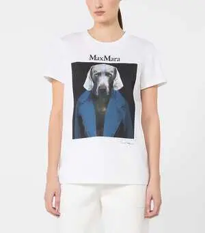 Max Mara Dog Print Crewneck T-shirt - White