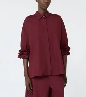 Max Mara Cotton Poplin Shirt With Flounced Cuffs