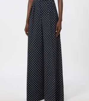 Max Mara Polka Dot Wide-leg Trousers - Navy