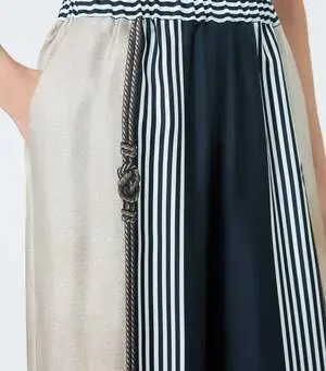 Max Mara Printed Silk Wide-leg Trousers - Navy