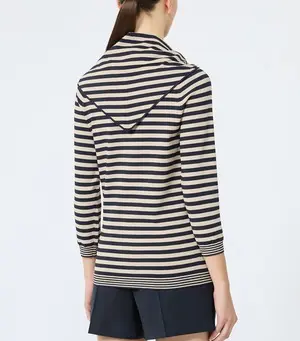 Max Mara Striped T-shirt With Detachable Scarf - Grey
