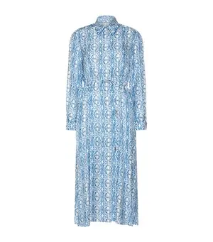 Max Mara Silk Midi Shirt Dress - Blue