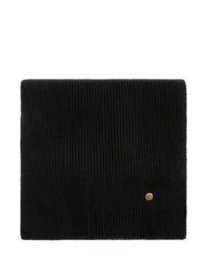 Versace Ribbed-knit Medusa-plaque Scarf - Black