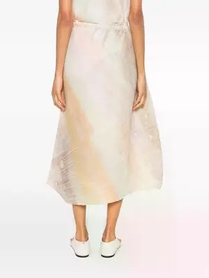 Issey Miyake Pleated Abstract-print Midi Skirt - White