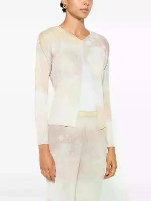 Issey Miyake Beige Abstract Print Pleated Jacket