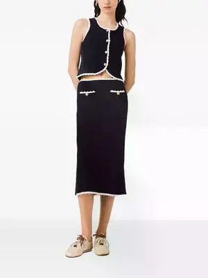 Maje Crochet-knit Midi Skirt - Blue