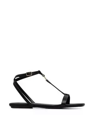 Armani Exchange Logo Plaque Flat Sandals - Black
