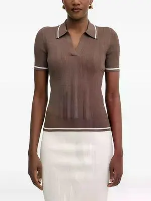 Armani Exchange Cable-knit V-neck T-shirt - Brown