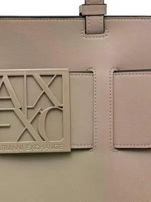 Armani Exchange Logo Plaque Buckled Tote Bag