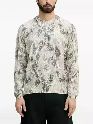 Armani Exchange Leaf Print Crew Neck Sweater