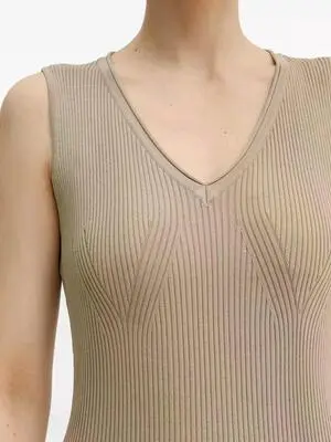 Armani Exchange Ribbed Knit V-neck Midi Dress