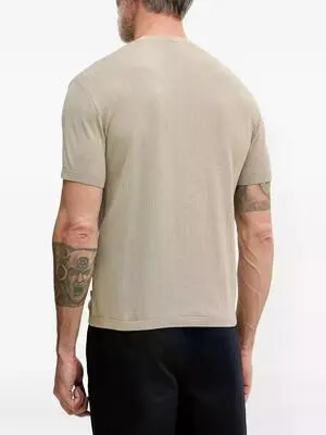 Armani Exchange Ribbed-knit Short-sleeve T-shirt - Neutrals