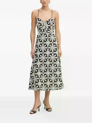 FRACOMINA Embroidered Lace-up Midi Dress