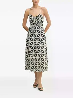 FRACOMINA Embroidered Lace-up Midi Dress