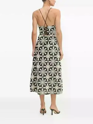 FRACOMINA Embroidered Lace-up Midi Dress