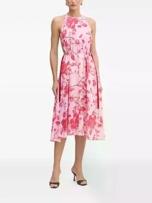 FRACOMINA Floral Print Halter Neck Midi Dress - Pink