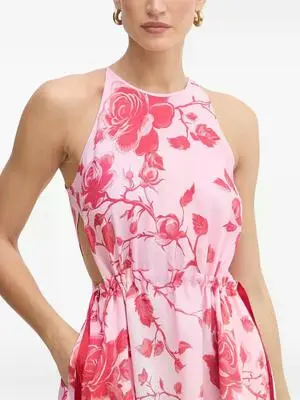FRACOMINA Floral Print Halter Neck Midi Dress